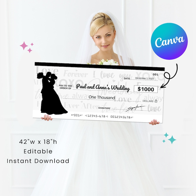 Large Wedding Cheque 1.0 | 42 X 18" | Perfect for Wedding Gift ...