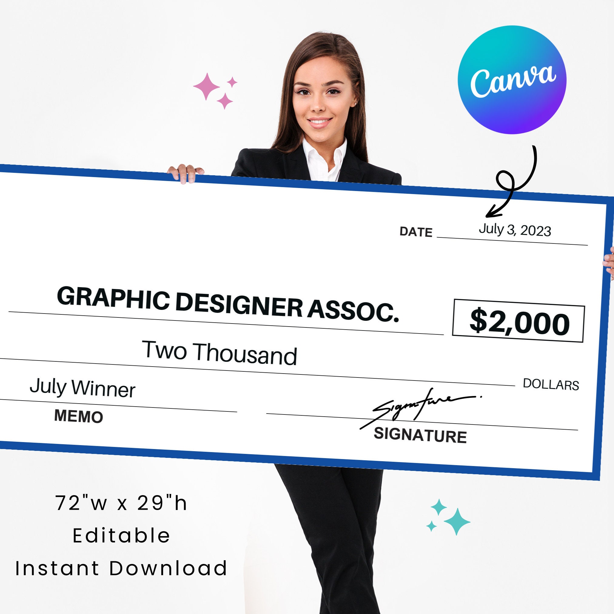 Mega Super Large Cheque | 72 X 29" | Perfect for Charity Fundraising ...