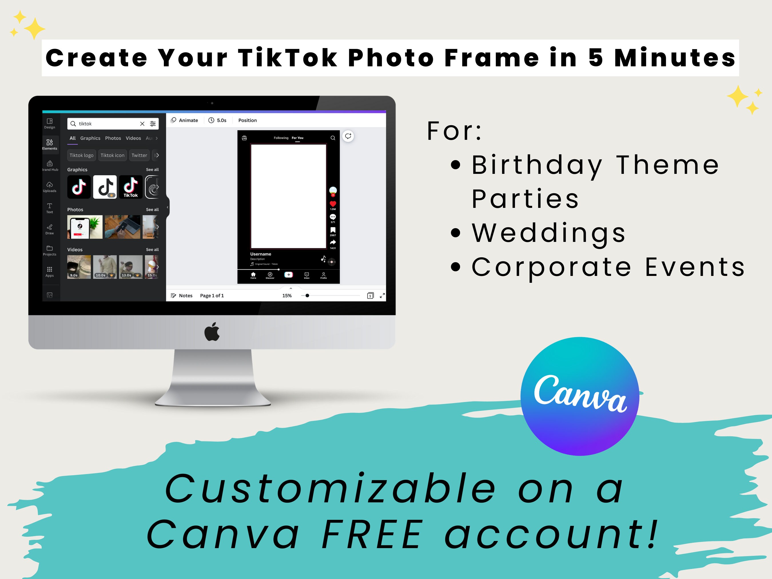 Tiktok Photo Booth Frame | Tiktok Prop Frame | 24x36" | Photo Prop ...