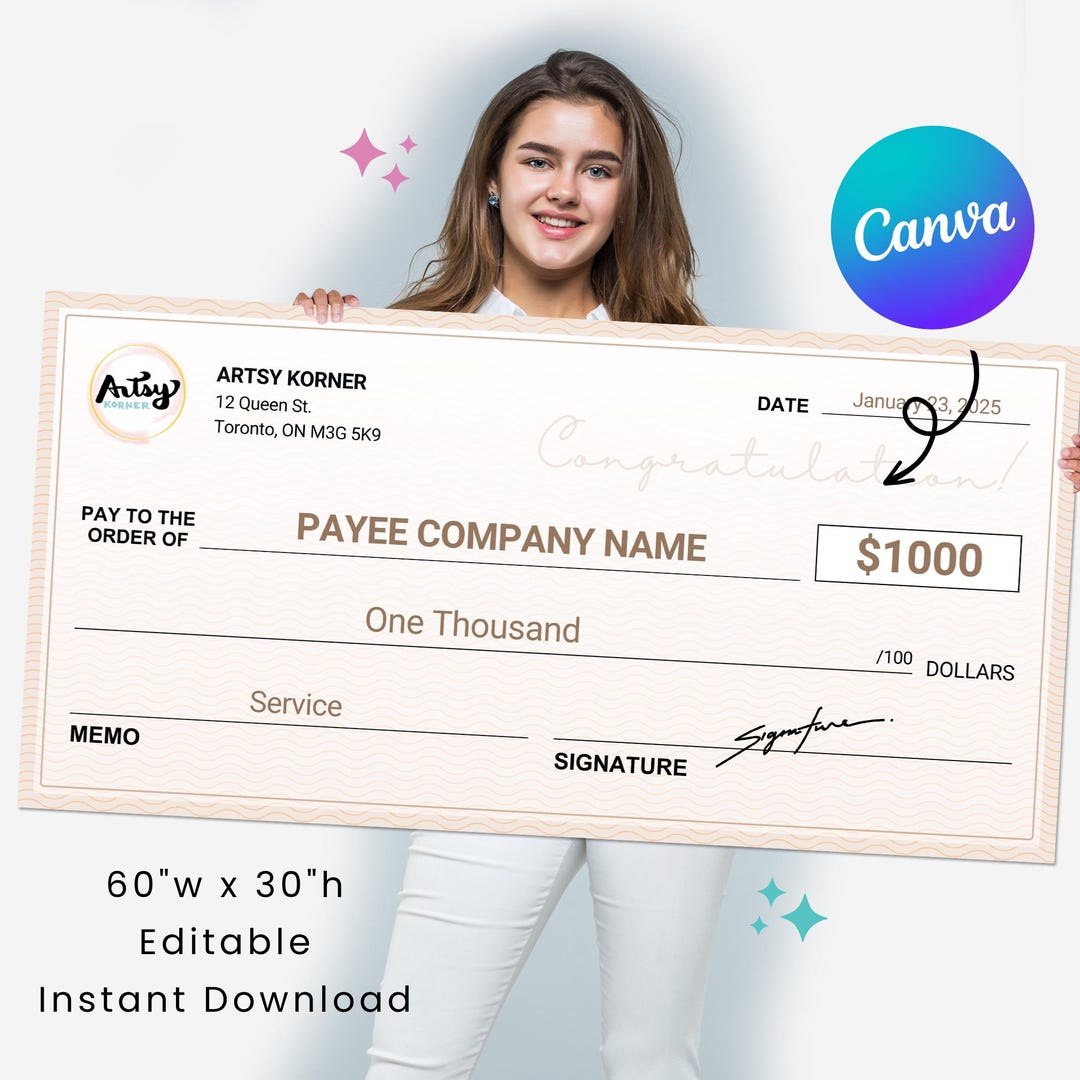 Super Large Cheque 7.0 | 60 X 30" | Perfect for Charity Fundraising ...