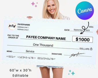 Congrats Large Cheque 42 X 18 Perfect for Charity Fundraising Event ...