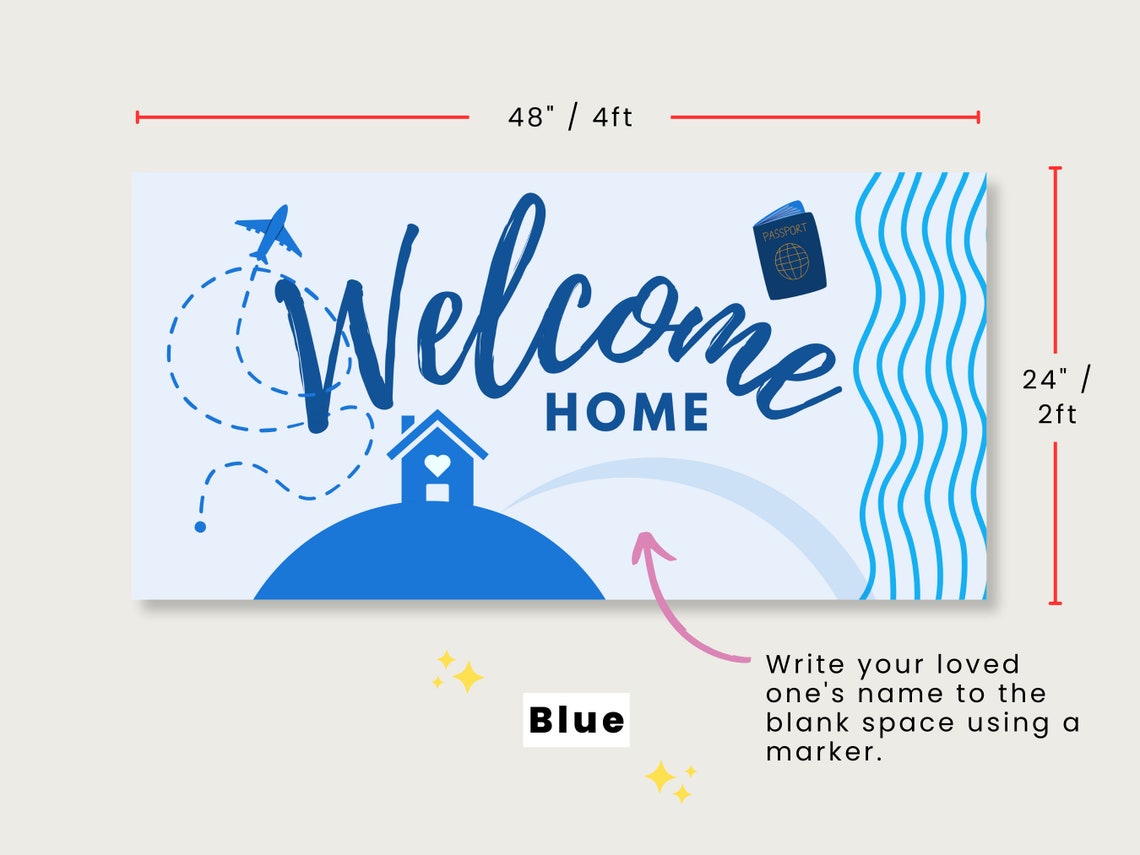 Welcome Home Banner Airport | 48x28in Size | 3 Color Options ...