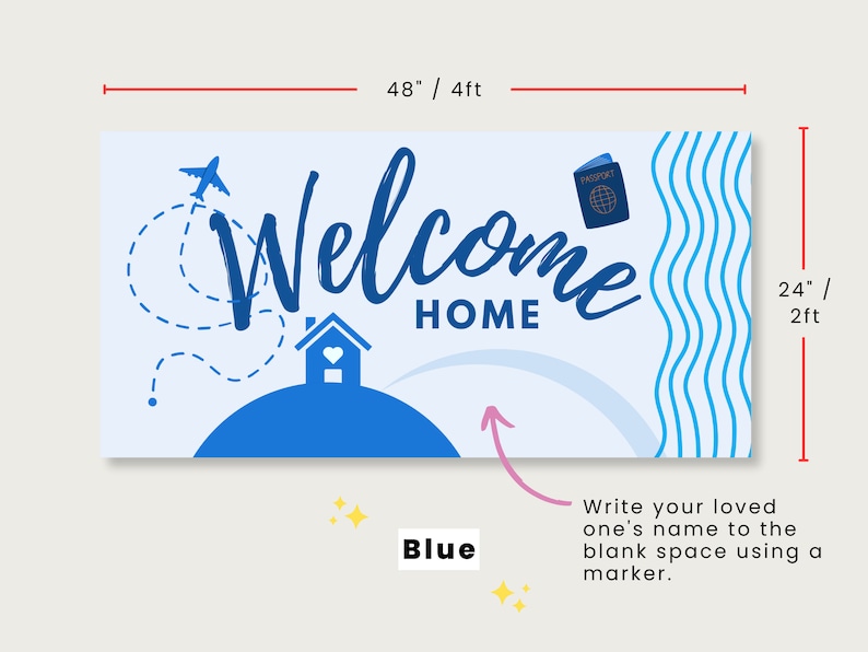 Welcome Home Banner Airport | 48x28in Size | 3 Color Options ...