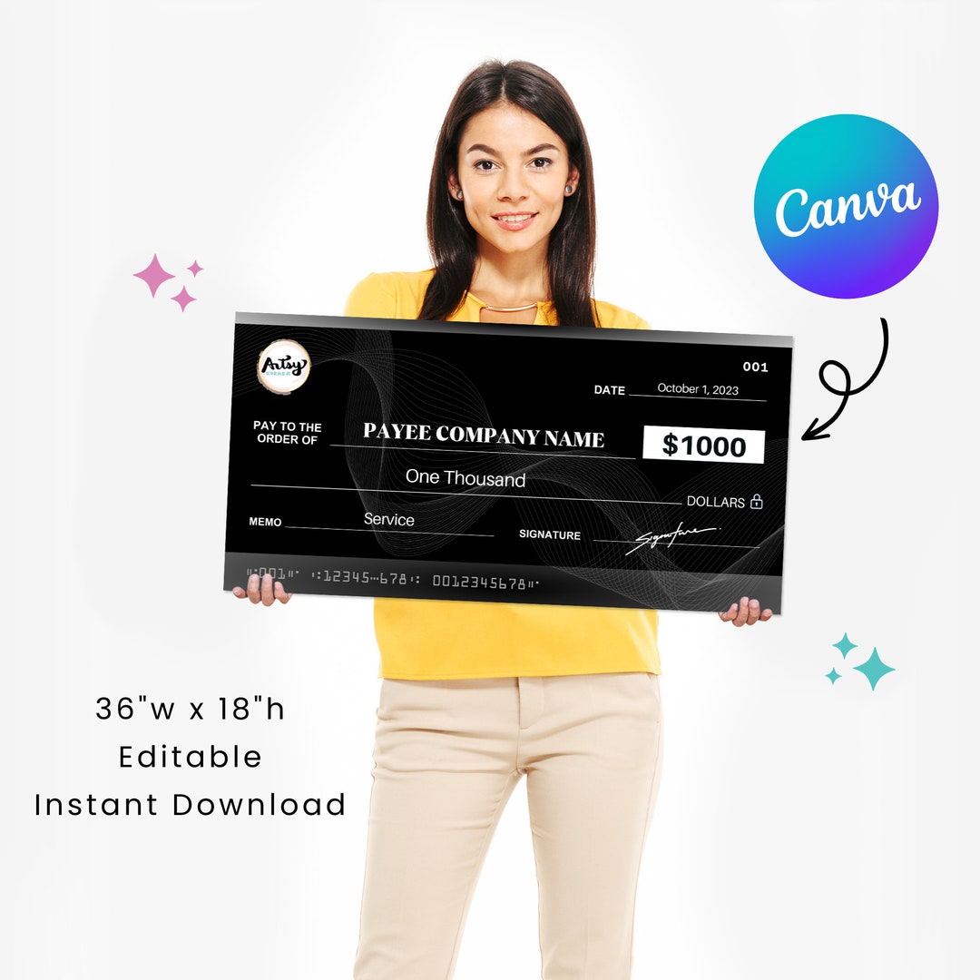 Platinum Medium Cheque 5.0 | 36 X 18" | Perfect for Charity Fundraising ...