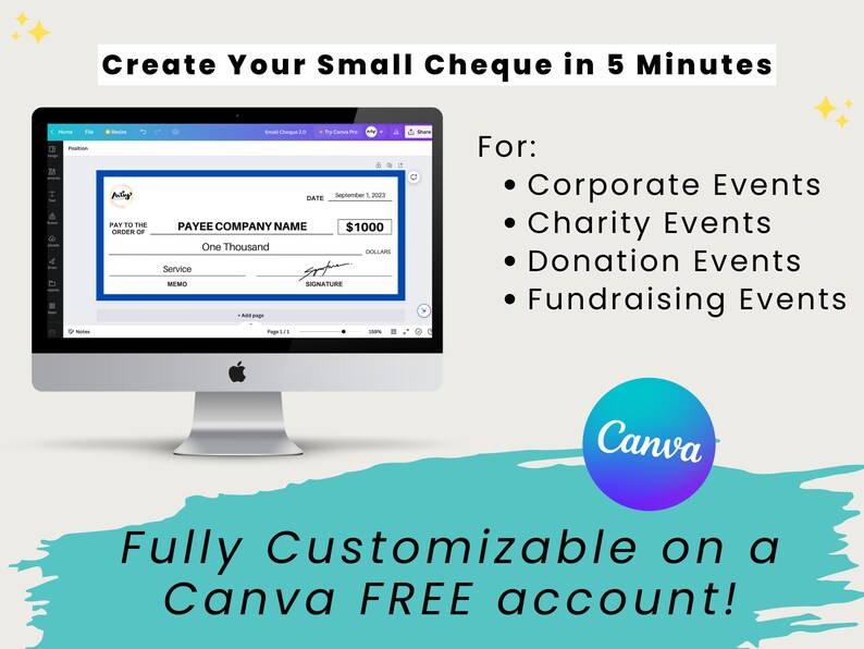 Small Cheque 1.0 | Manifestation Check | 6.5 X 2.75" | Perfect for ...