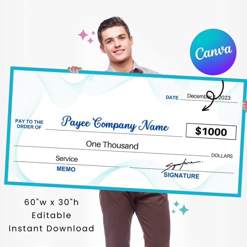 Large Editable Checks in Canva - Etsy