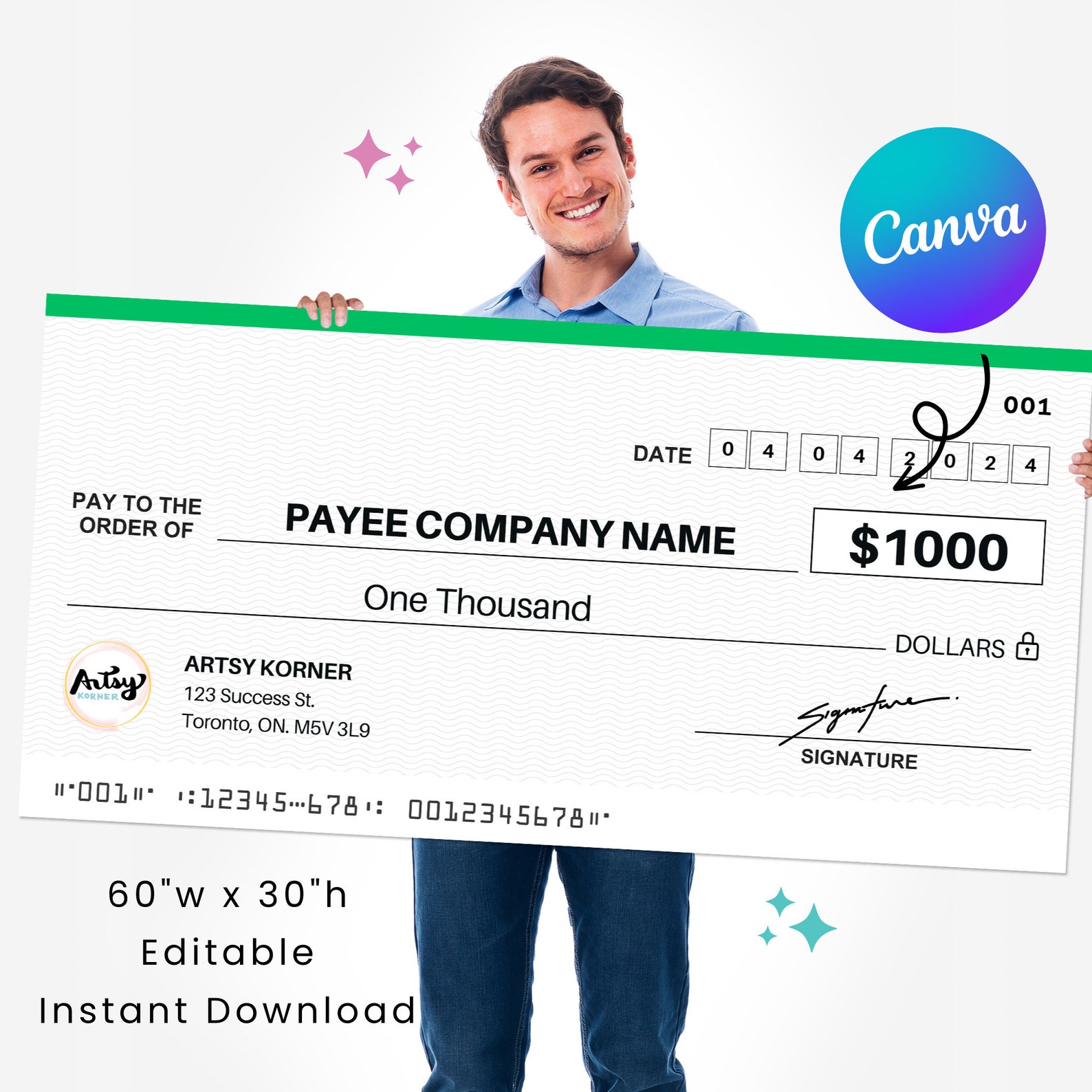 Super Large Cheque 3.0 | 60 X 30" | Perfect for Charity Fundraising ...