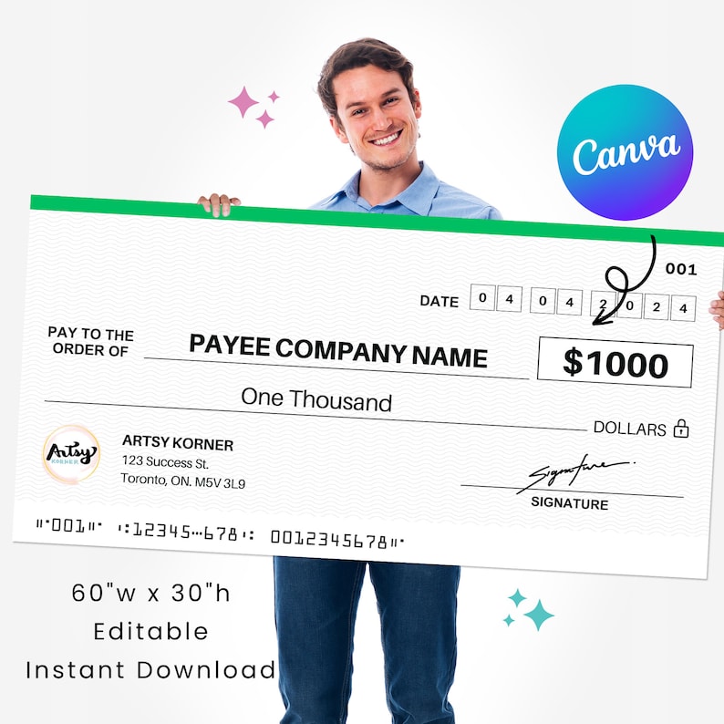 Super Large Cheque 3.0 | 60 X 30" | Perfect for Charity Fundraising ...