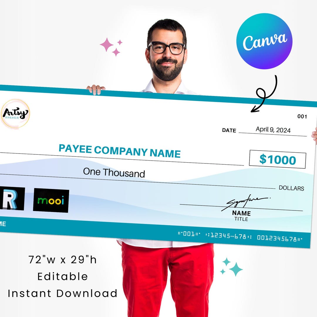 Mega Super Large Cheque 8.0 | 72 X 29" | Perfect for Charity ...