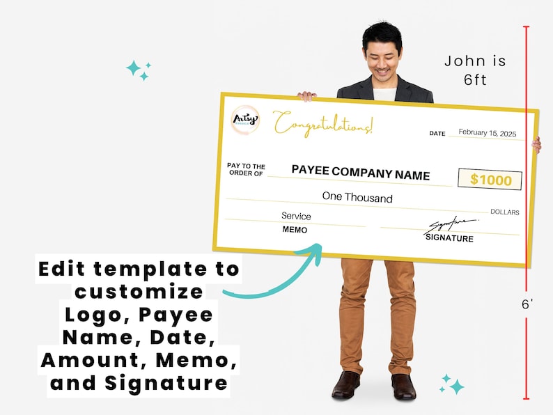 Congrats Super Large Cheque 12.0 | 60 X 30" | Perfect for Charity ...