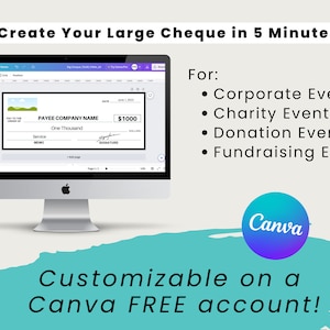 Medium Cheque | 36 X 18" | Perfect for Charity Fundraising Event ...