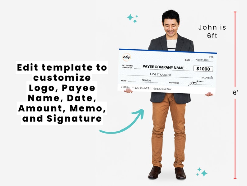 Large Cheque 2.0 | 42 X 18" | Perfect for Charity Fundraising Event ...