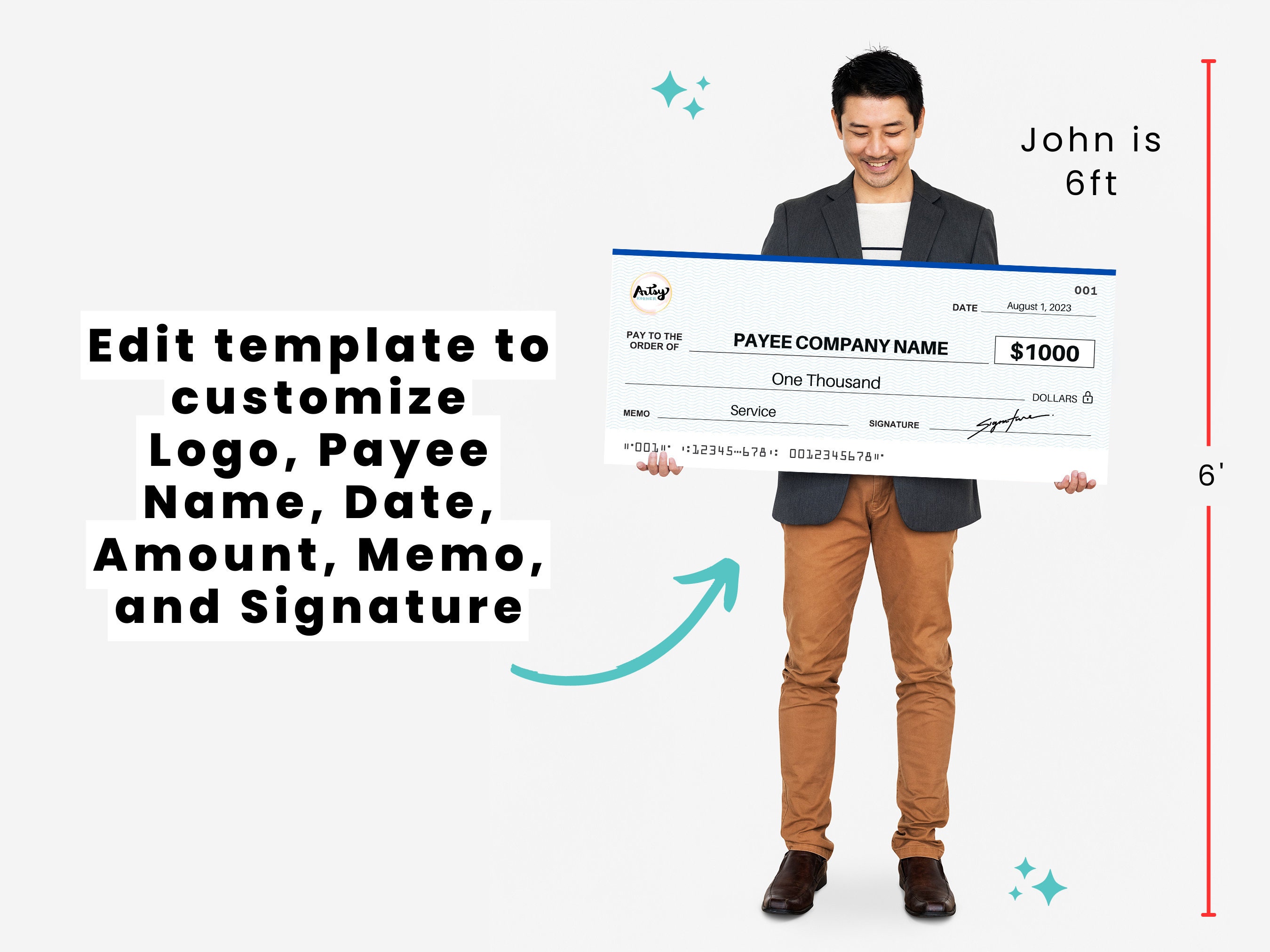 Large Cheque 2.0 | 42 X 18" | Perfect for Charity Fundraising Event ...