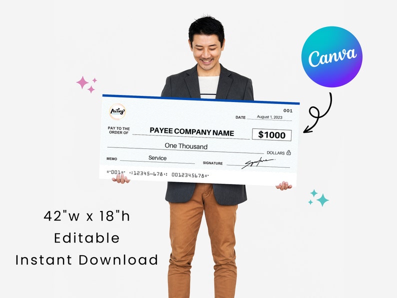 Large Cheque 2.0 | 42 X 18" | Perfect for Charity Fundraising Event ...