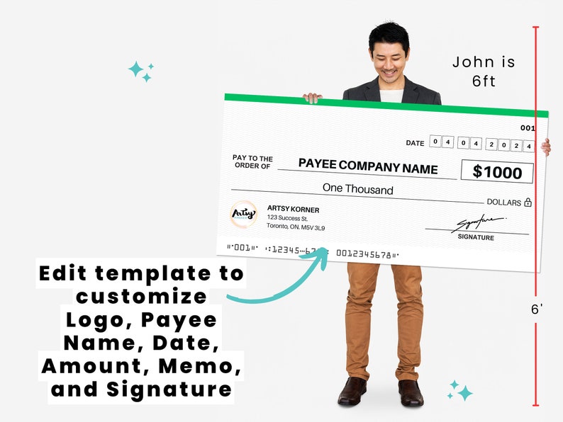 Super Large Cheque 3.0 | 60 X 30" | Perfect for Charity Fundraising ...