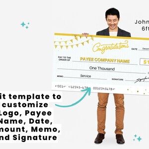 Congrats Super Large Cheque | 60 X 30" | Perfect for Charity ...