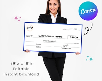 Large Cheque 2.0 | 42 X 18" | Perfect for Charity Fundraising Event ...