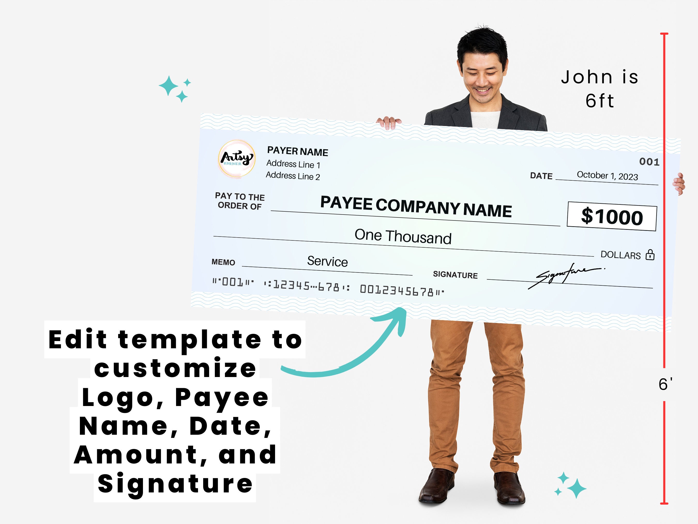 Mega Super Large Cheque 4.0 72 X 29 Perfect for Charity Fundraising ...