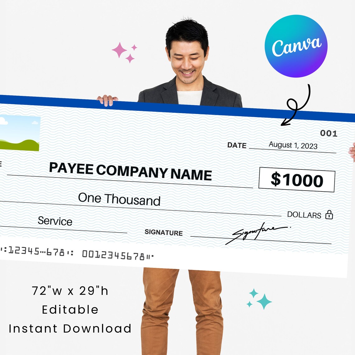 Mega Super Large Cheque 2.0 | 72 X 29" | Perfect for Charity ...
