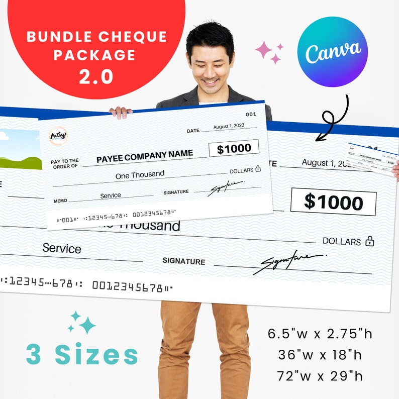Bundle Cheque 2.0 | 3 Sizes | Perfect for Charity Fundraising Event ...