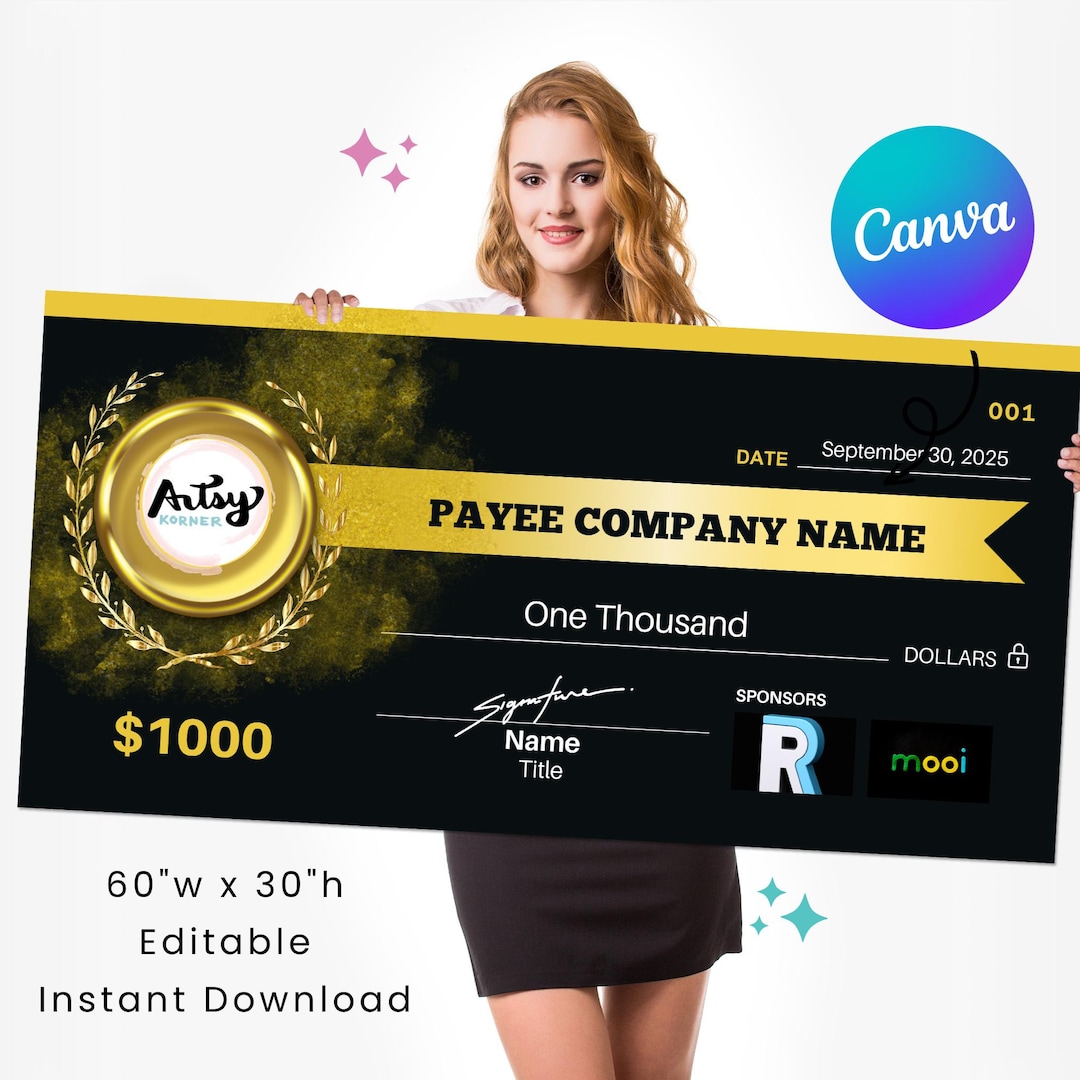Super Large Cheque 9.0 | 60 X 30" | Perfect for Charity Fundraising ...