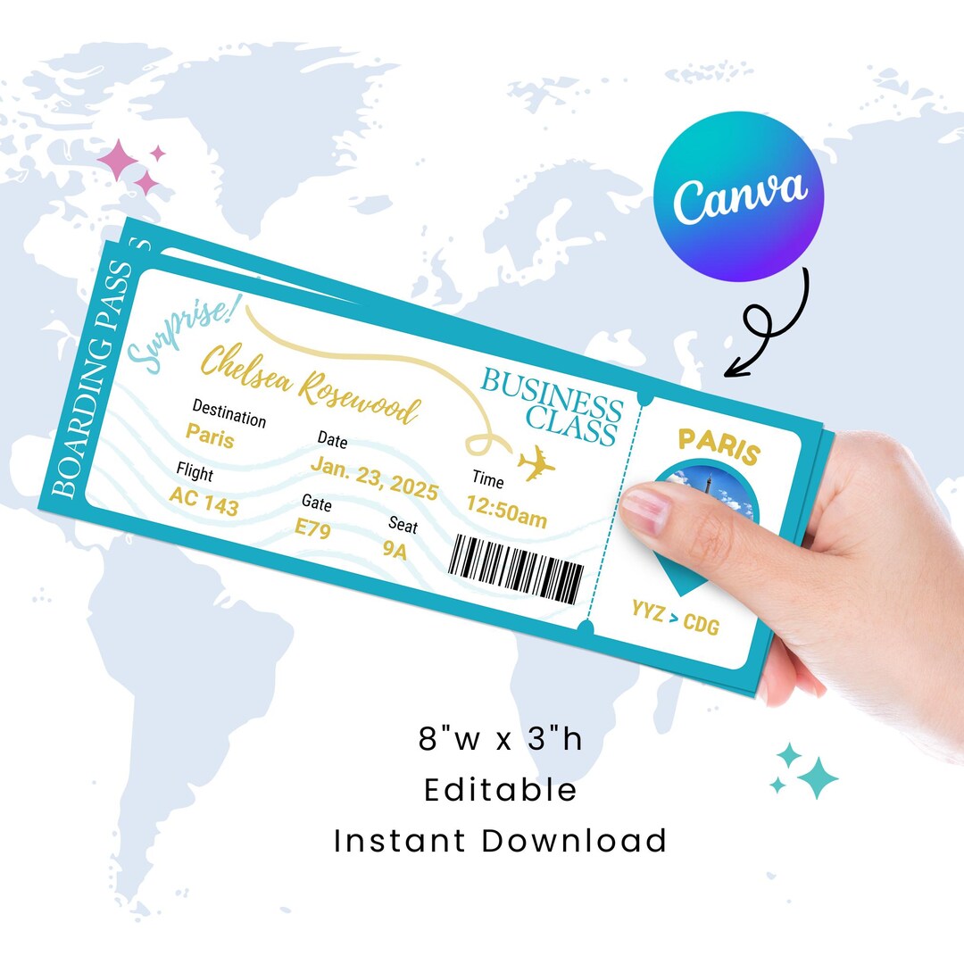 Small Boarding Pass Ticket Sign 4.0 | Gift for Travellers | 8x3in ...