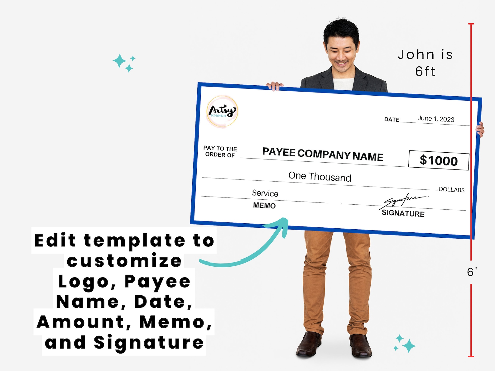 Super Large Cheque | 60 X 30" | Perfect for Charity Fundraising Event ...