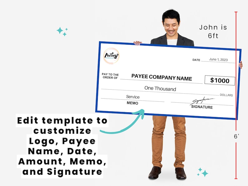 Super Large Cheque | 60 X 30" | Perfect for Charity Fundraising Event ...