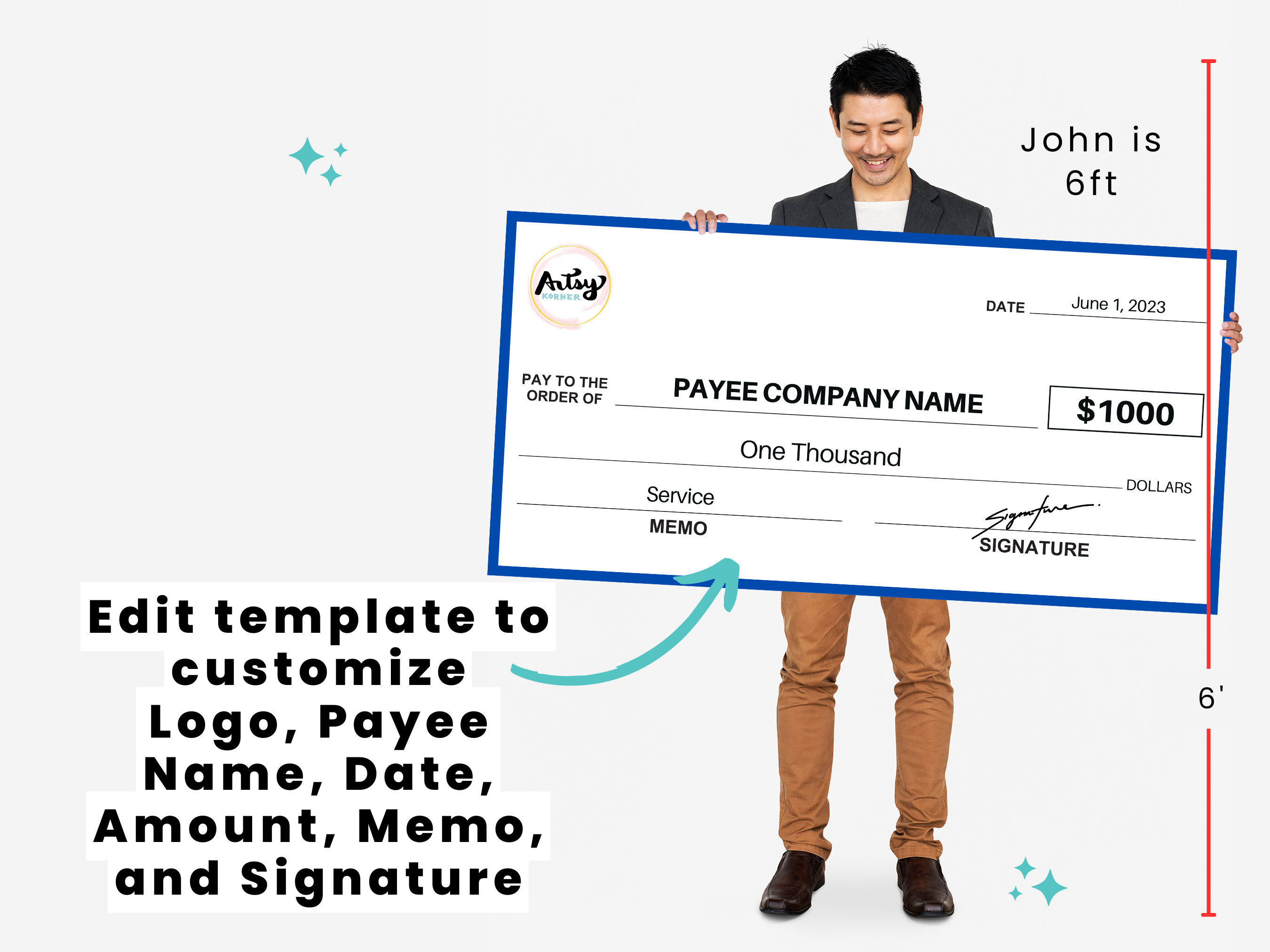 Super Large Cheque | 60 X 30" | Perfect for Charity Fundraising Event ...