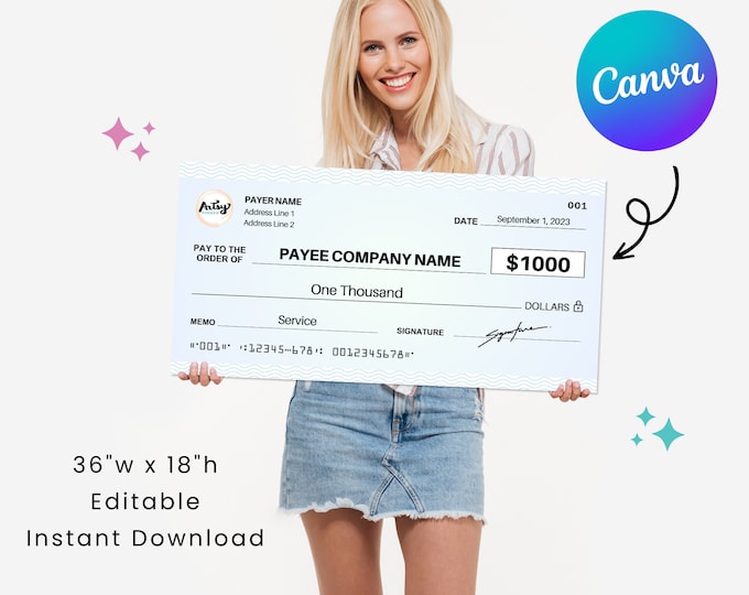 Large Cheque 2.0 | 42 X 18" | Perfect for Charity Fundraising Event ...
