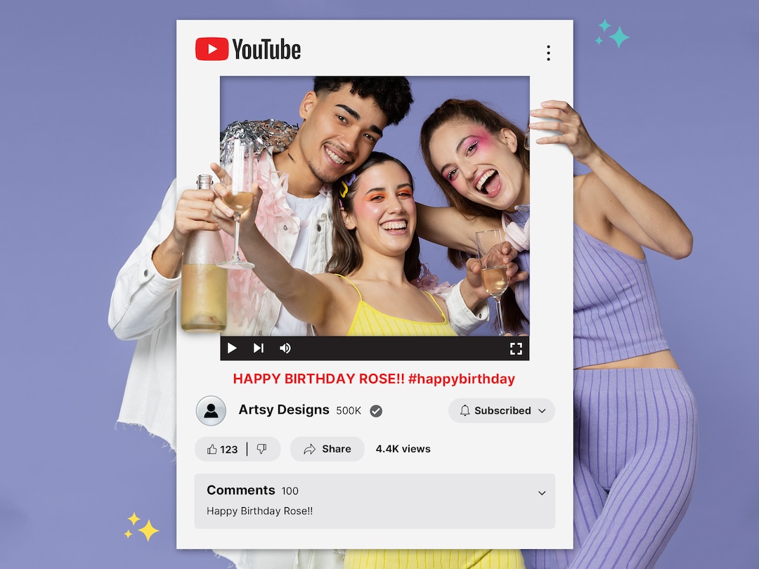 Youtube Photo Booth Frame | Youtube Selfie Frame | 36x48" | Photo Prop ...