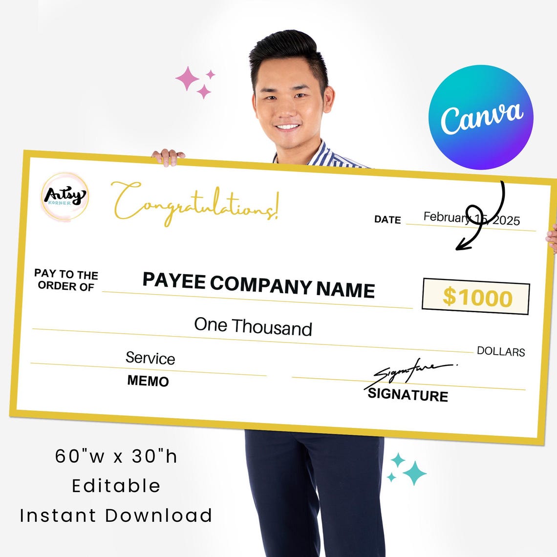 Congrats Super Large Cheque 12.0 | 60 X 30" | Perfect for Charity ...