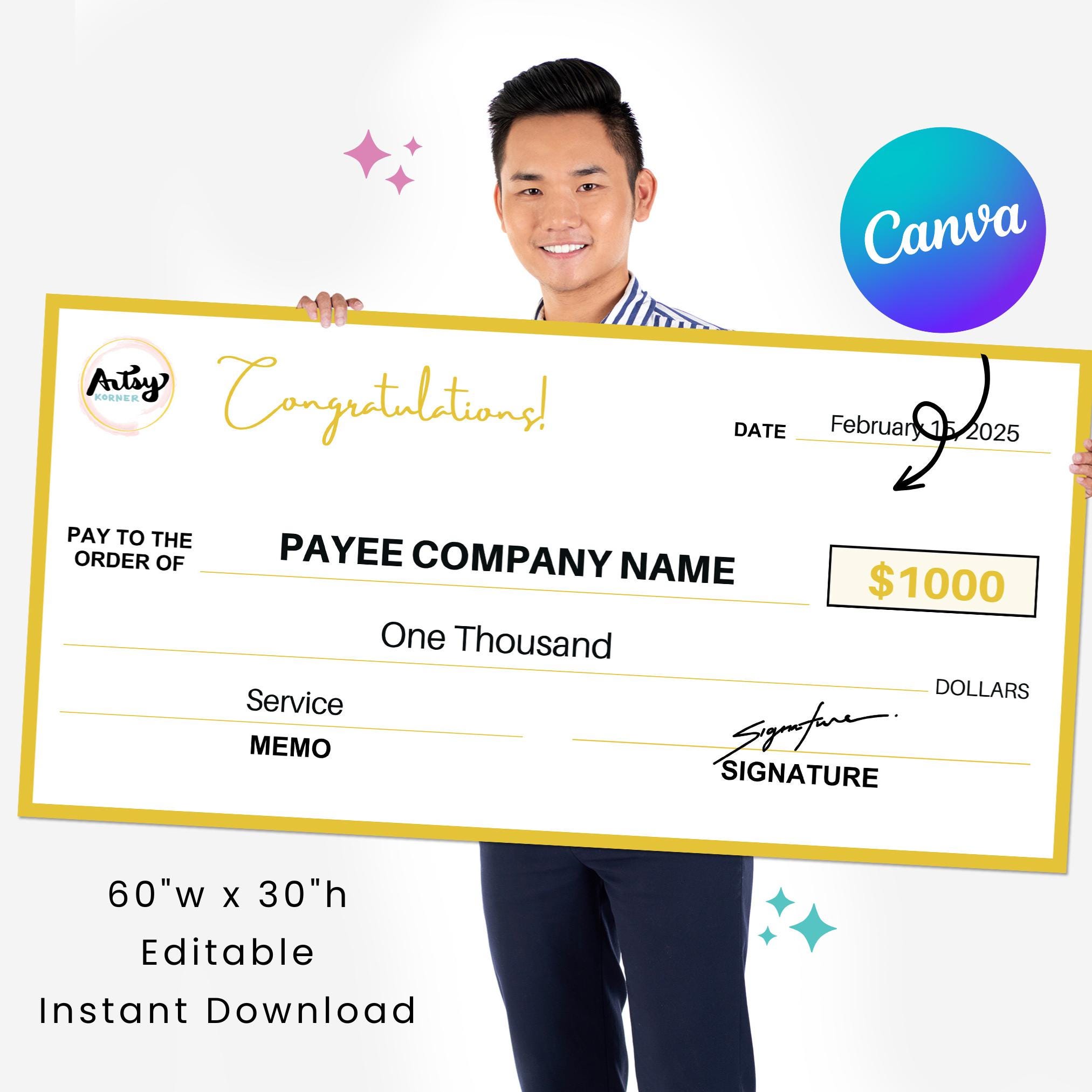 Congrats Super Large Cheque 12.0 | 60 X 30" | Perfect for Charity ...
