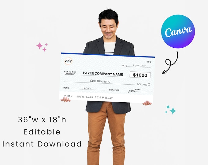 Large Cheque 2.0 | 42 X 18" | Perfect for Charity Fundraising Event ...