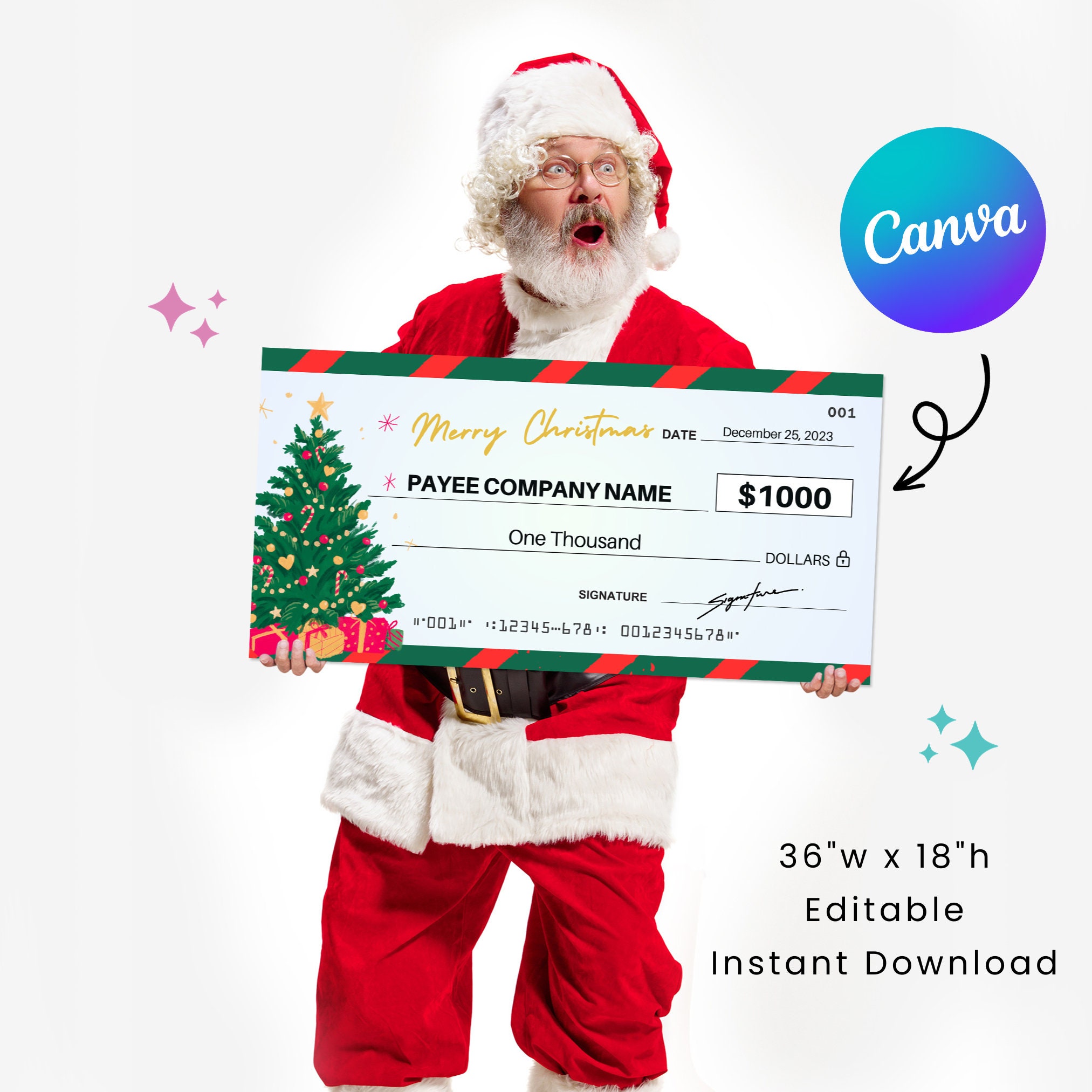 Medium Merry Christmas Cheque | 36 X 18" | Perfect for for Charity ...
