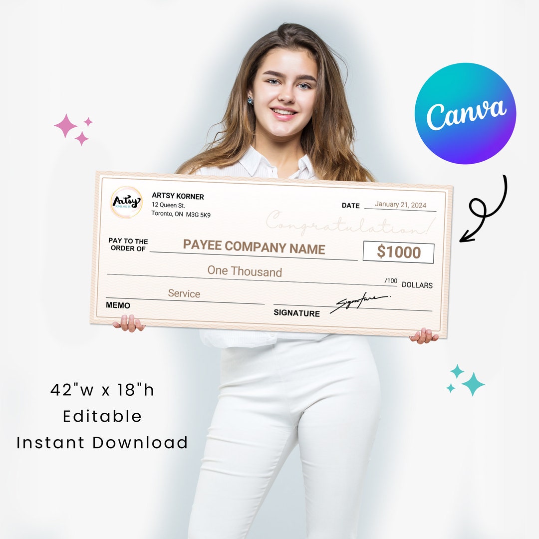 Large Cheque 7.0 | 42 X 18" | Perfect for Charity Fundraising Event ...