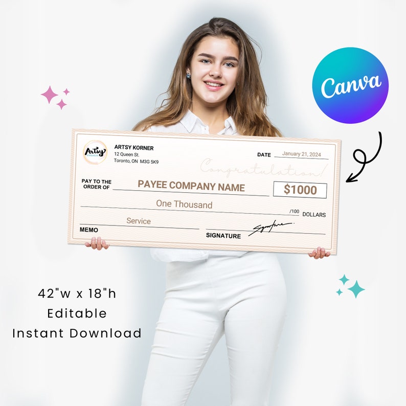 Large Cheque 7.0 | 42 X 18" | Perfect for Charity Fundraising Event ...