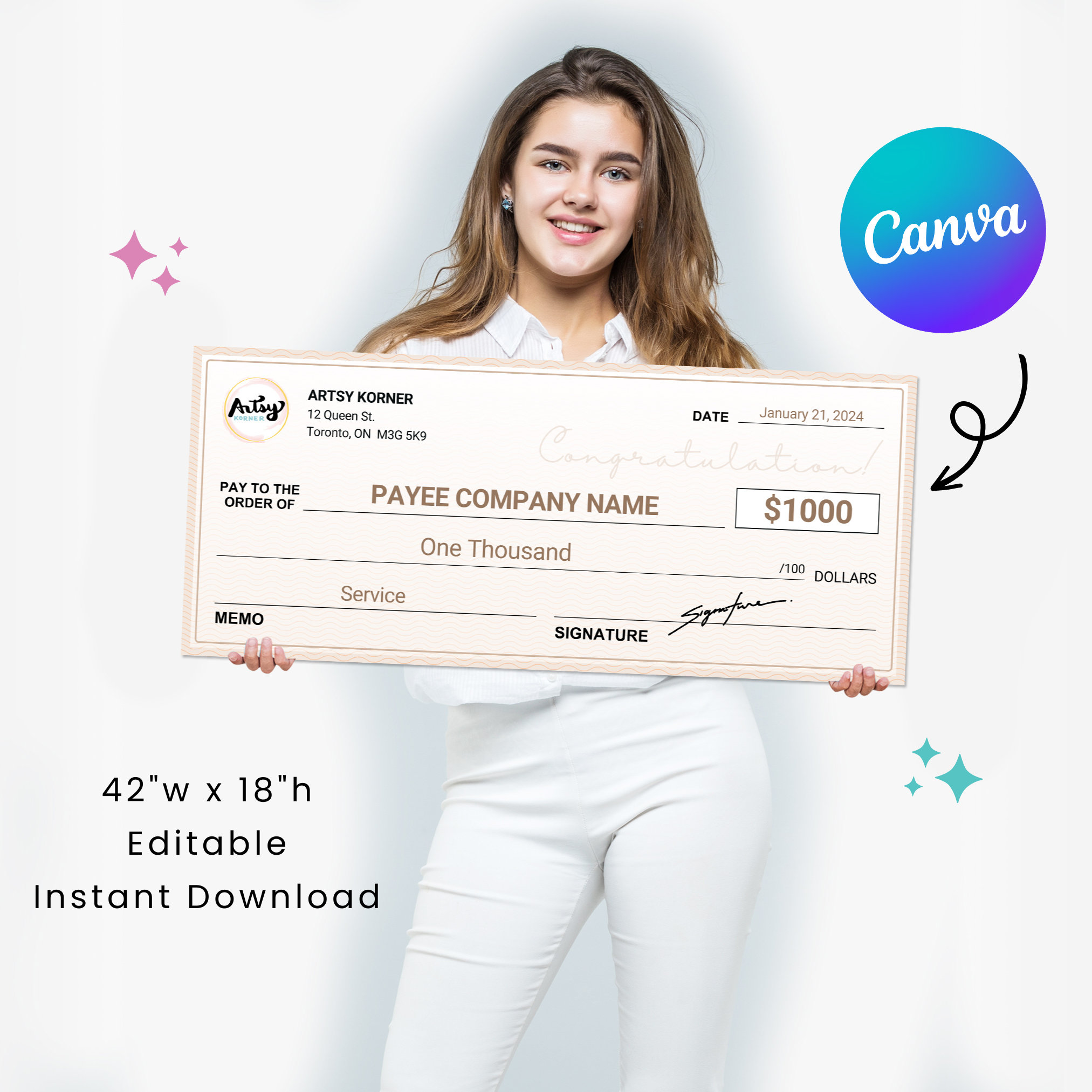 Large Cheque 7.0 | 42 X 18" | Perfect for Charity Fundraising Event ...