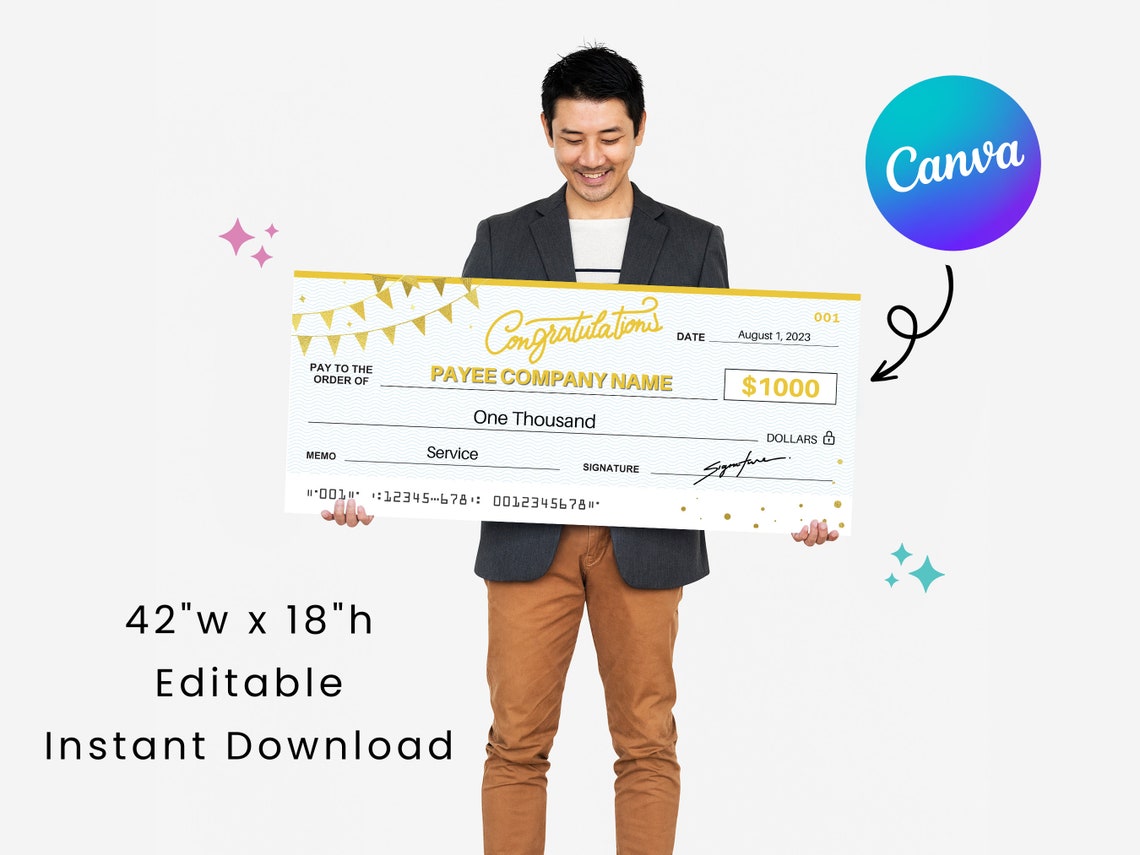 Congrats Large Cheque 42 X 18 Perfect for for - Etsy