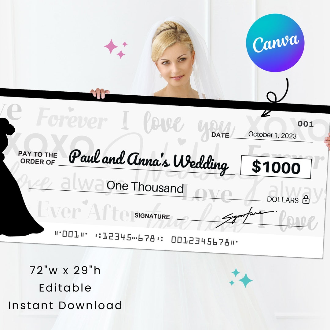 Mega Super Large Wedding Cheque 1.0 | 72 X 29" | Perfect for Wedding ...