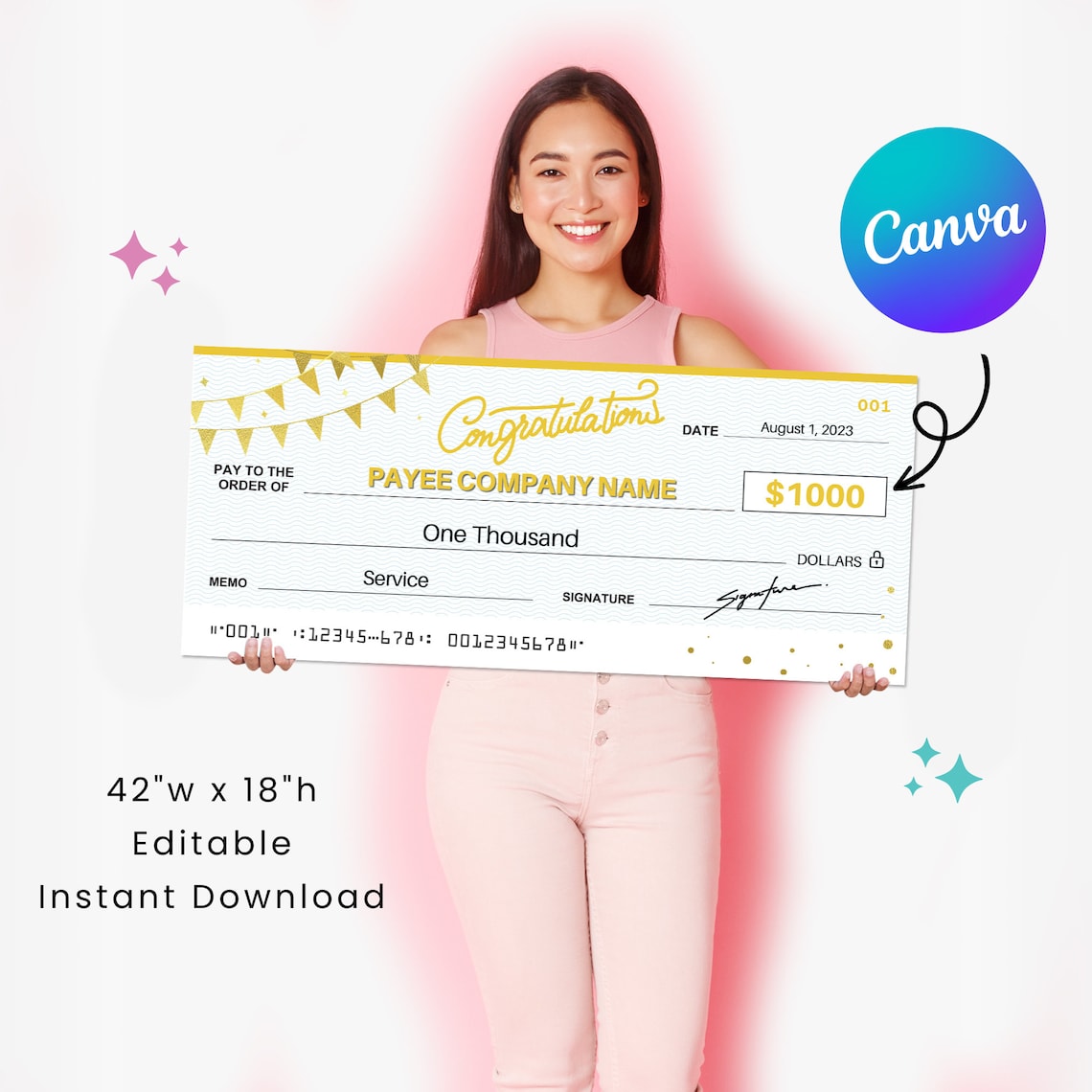 Congrats Large Cheque | 42 X 18" | Perfect for Charity Fundraising ...