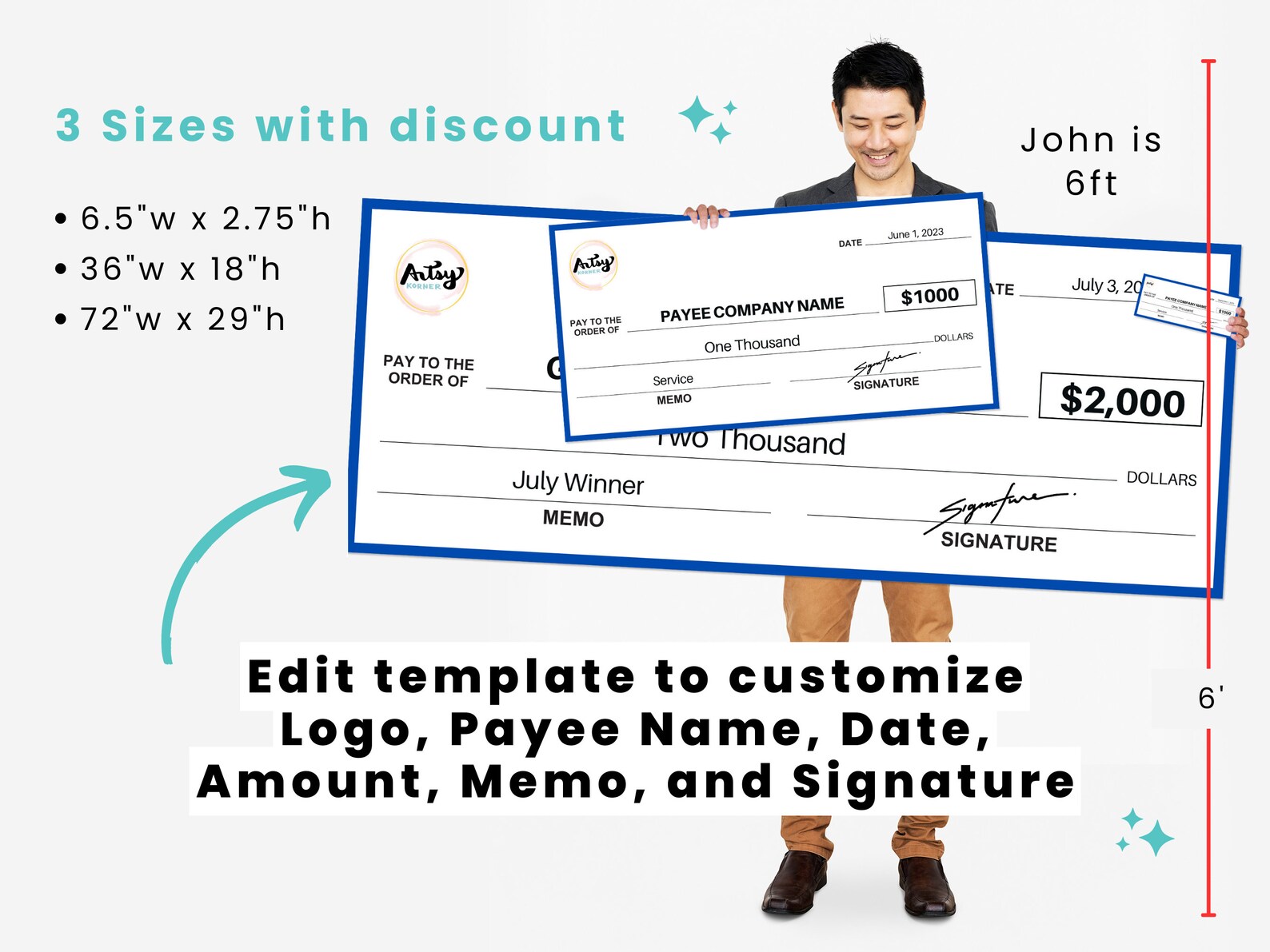 Bundle Cheque 1.0 | 3 Sizes | Perfect for Charity Fundraising Event ...