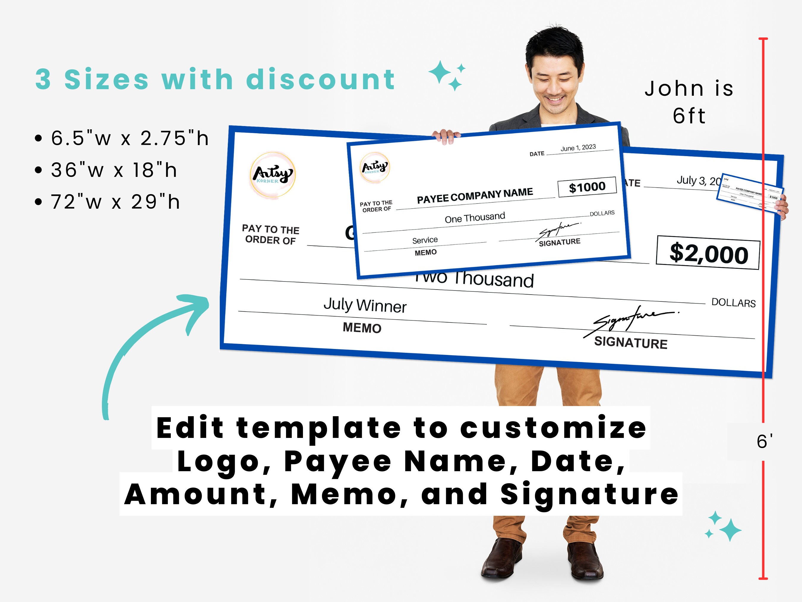 Bundle Cheque 1.0 | 3 Sizes | Perfect for Charity Fundraising Event ...