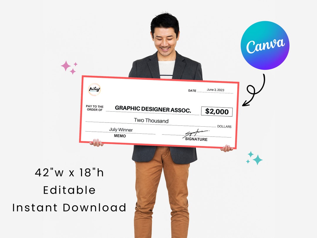 Large Cheque | 42 X 18" | Perfect for Charity Fundraising Event ...