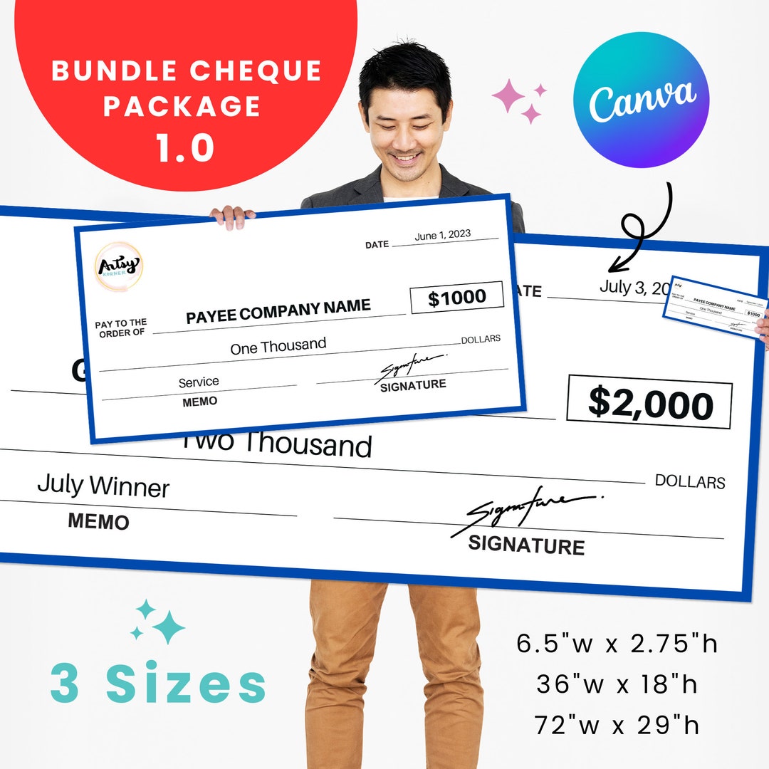 Bundle Cheque 1.0 | 3 Sizes | Perfect for Charity Fundraising Event ...