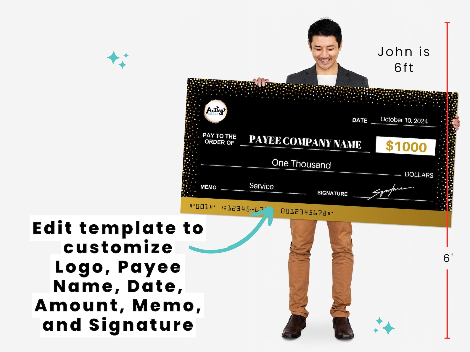 Gold Super Large Cheque 6.0 | 60 X 30" | Perfect for Charity ...