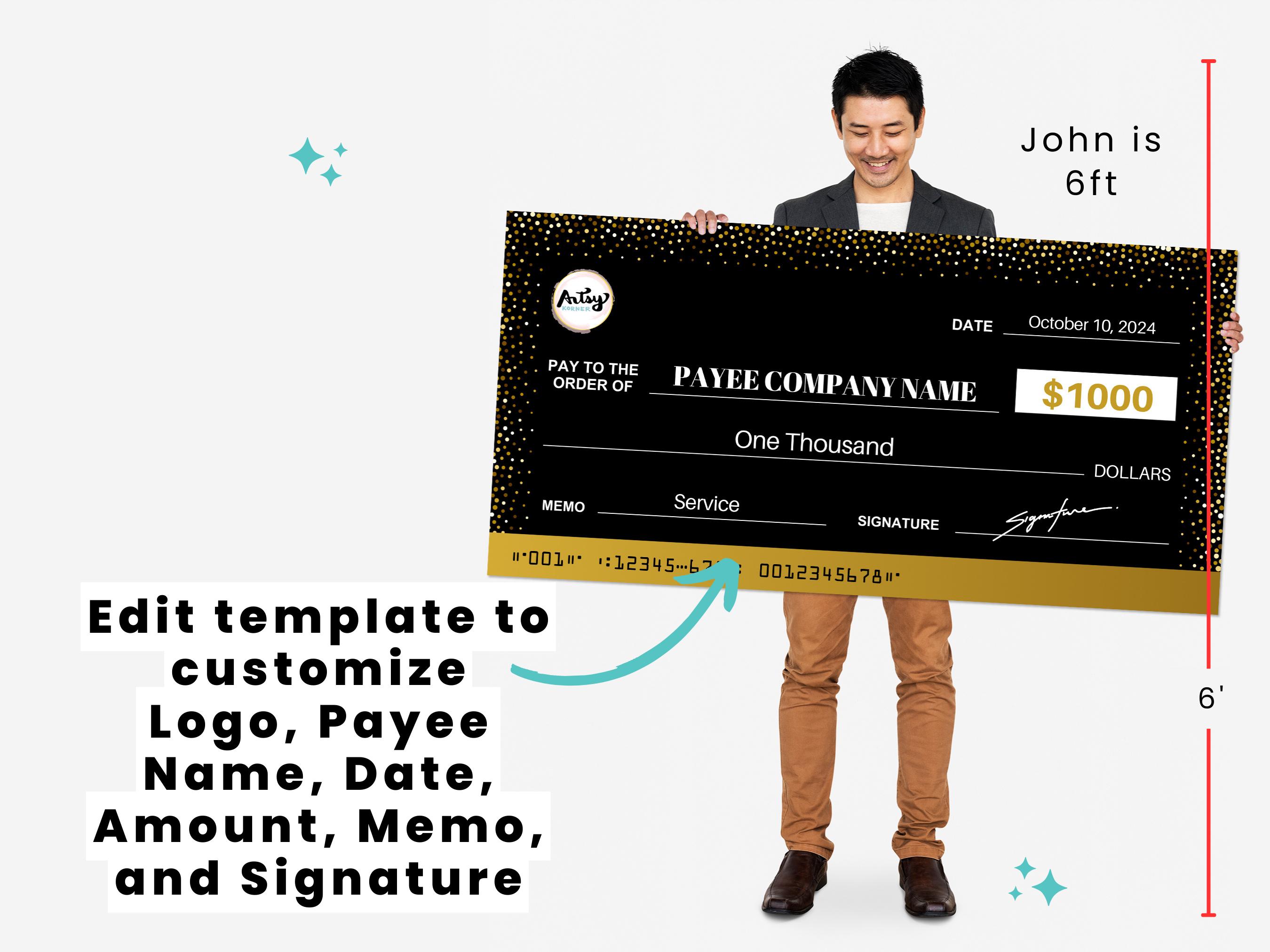 Gold Super Large Cheque 6.0 | 60 X 30" | Perfect for Charity ...
