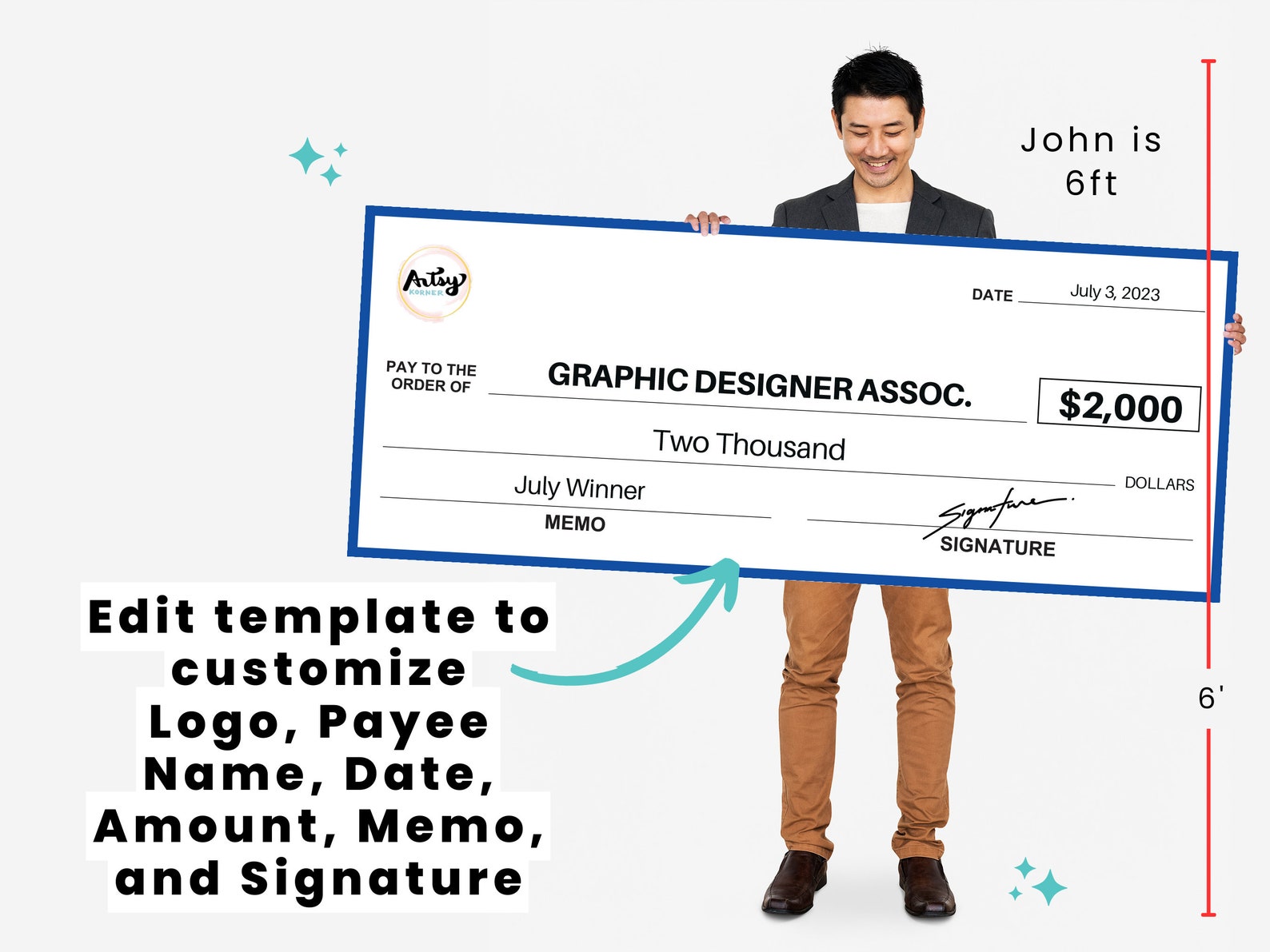 Mega Super Large Cheque | 72 X 29" | Perfect for Charity Fundraising ...