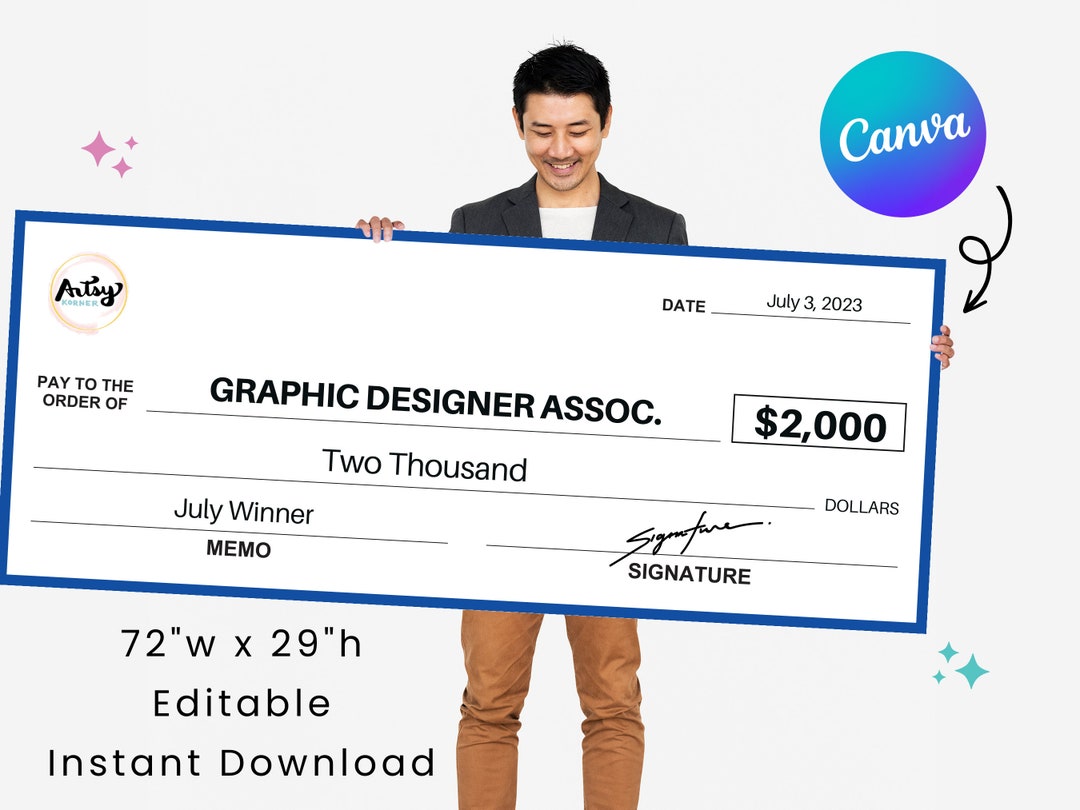 Mega Super Large Cheque 72 X 29 Perfect for for - Etsy