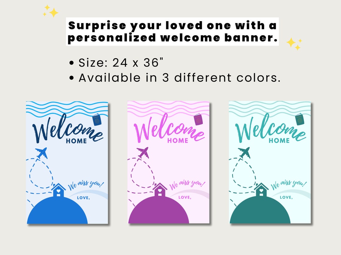 Welcome Home Banner Airport | 24x36in Size | 3 Color Options ...